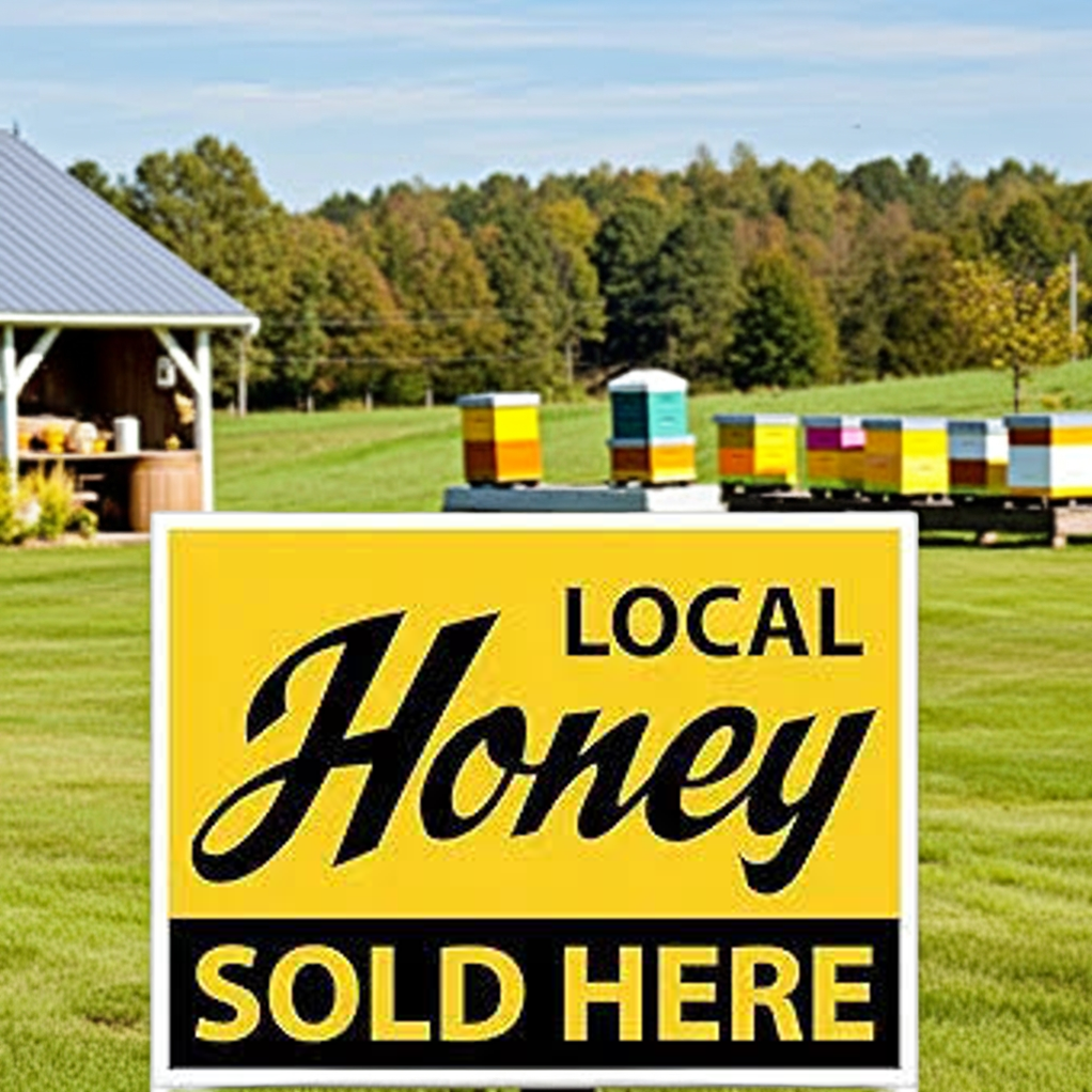 "Local Honey Sold Here" Sign 18" x 24" — Hidden Hollow Honey